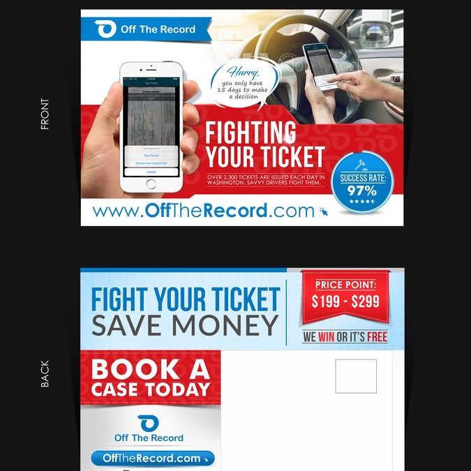 Design attention grabbing postcard for drivers who received a traffic ...
