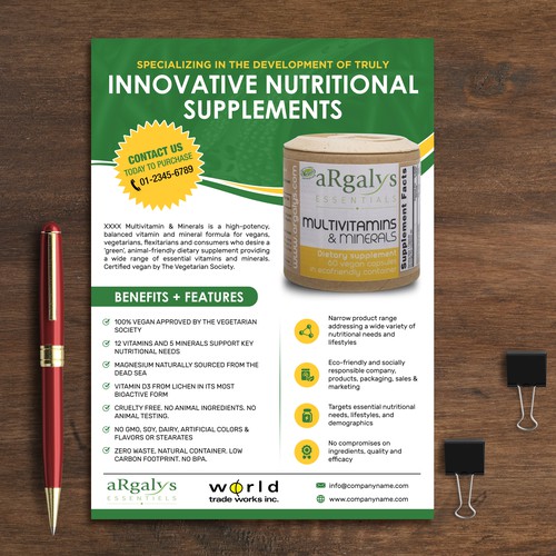 Product Flyer for Dietary Supplement (multivitamin & mineral ...