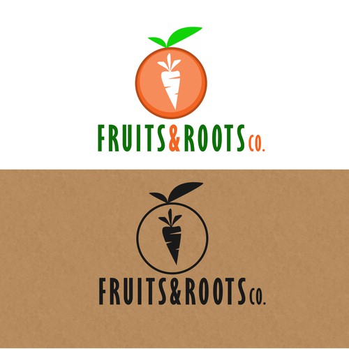 Create a contemporary logo for Fruits & Roots Co that captures fruit ...