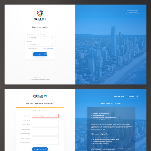 DIY Income Tax Portal Frontend | Web page design contest
