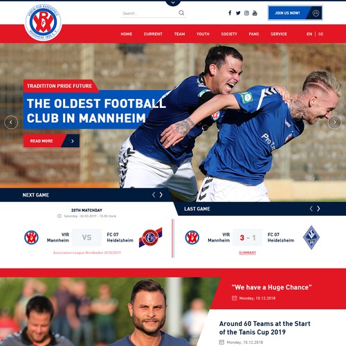 Designs | Create a Redesign for a Soccer Club Website | Web page design ...