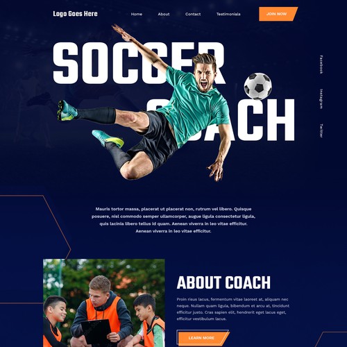 Designs | Coach Lincoln Soccer | Web page design contest