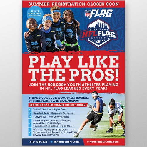 Designs | Exciting NFL FLAG Youth Football Flyer for Schools | Postcard ...