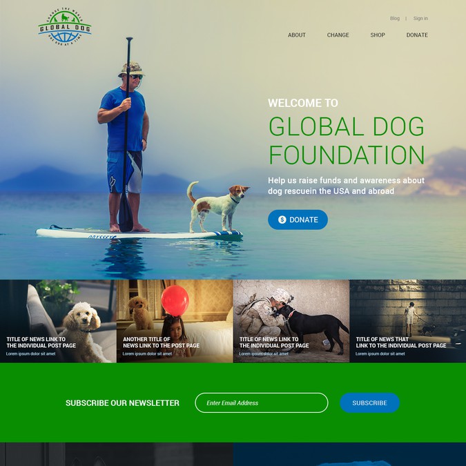Create a captivating and modern front page for dog rescue organization ...