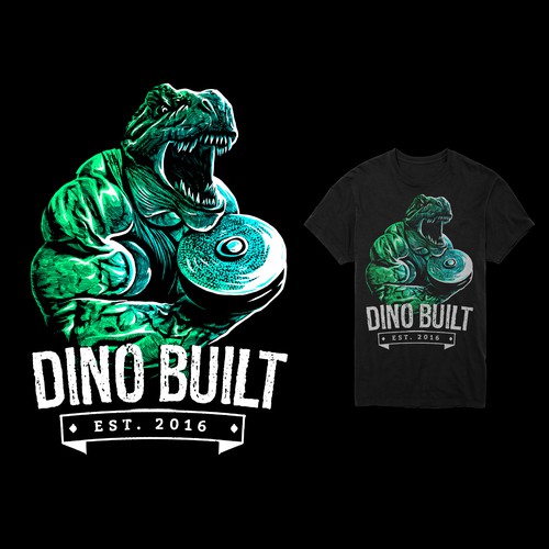 Create a buff/ripped T-Rex dead lifting for Dino Built | T-shirt contest