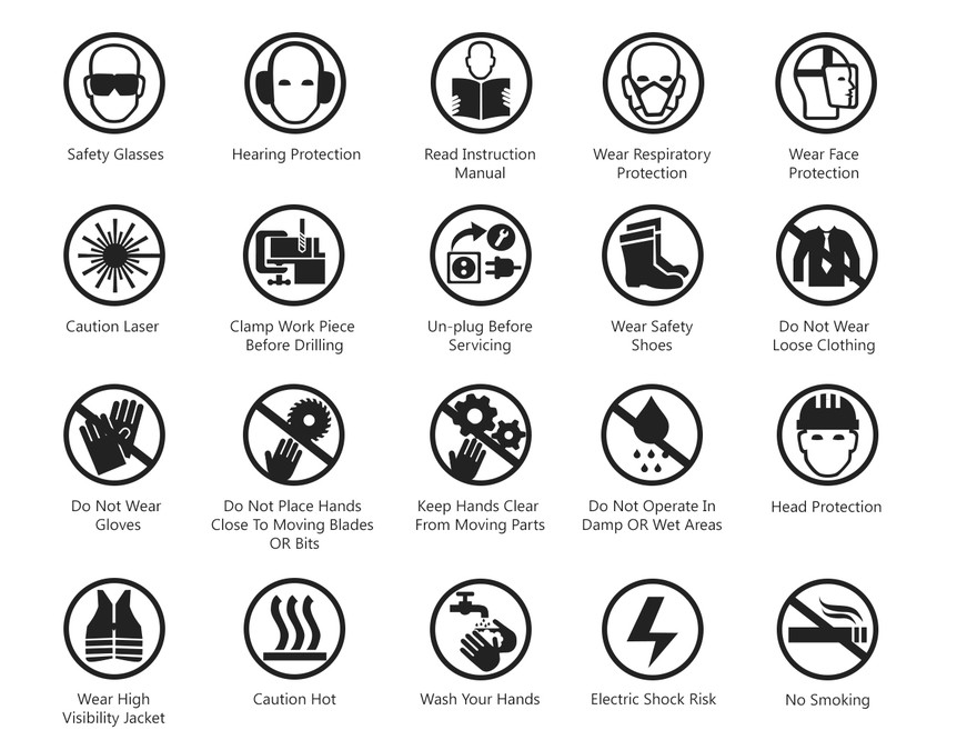 Create machine safety/warning icons for metal and woodworking machines ...