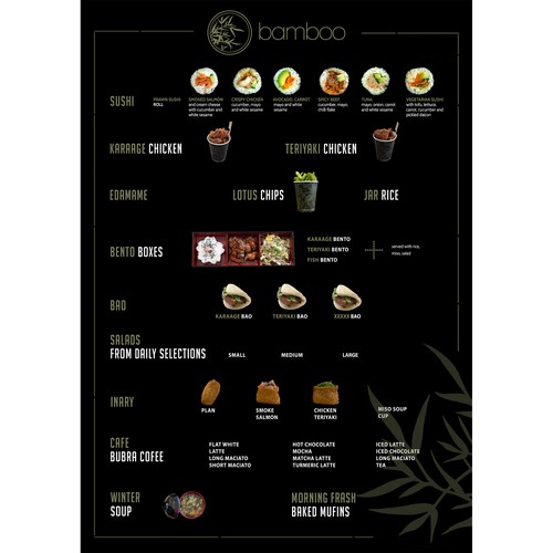 bamboo sushi shop menu board | Menu contest