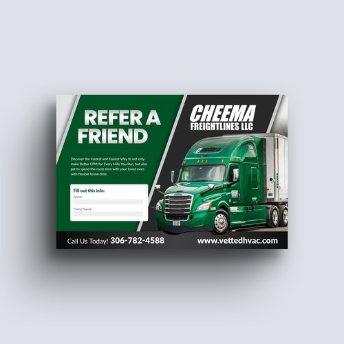 Designs | Design an eye catching referral recruit card for truck ...