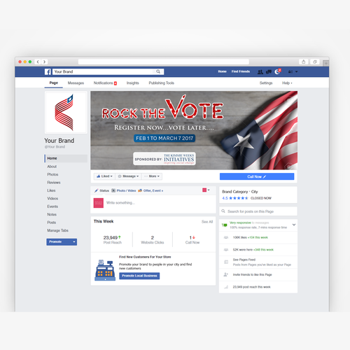 Register to vote banner | Facebook cover contest