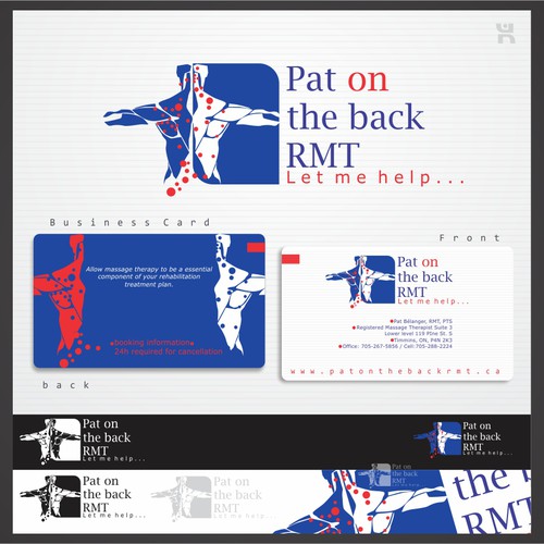Create the next logo and business card design for Pat on the Back RMT ...
