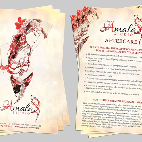 Designs | Create an aftercare card for Amala Studio | Postcard, flyer ...