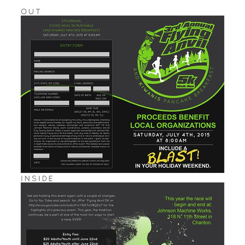 Flying Anvil 5k Registration | Postcard, flyer or print contest