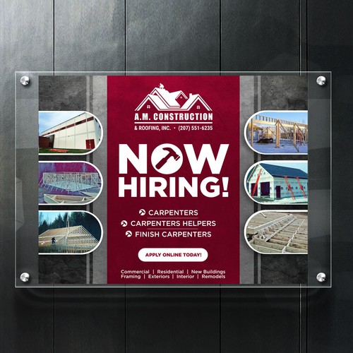 Designs | Construction Now Hiring Advertisement | Postcard, flyer or ...