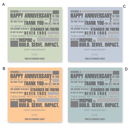 Employee Anniversary Gift Piece | Postcard, flyer or print contest