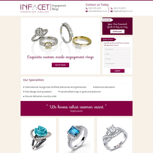 Landing Page Design for Jewellery Website | Landing page design contest