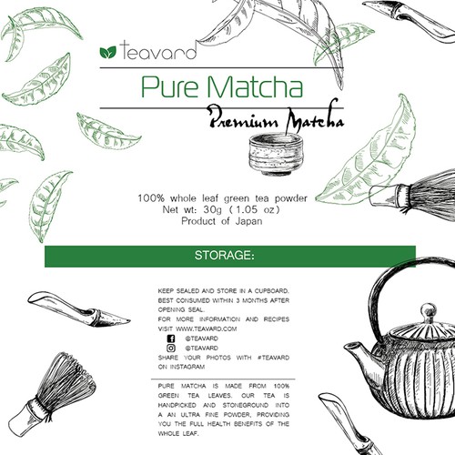 Create matcha green tea labels for startup tea brand | Product label ...