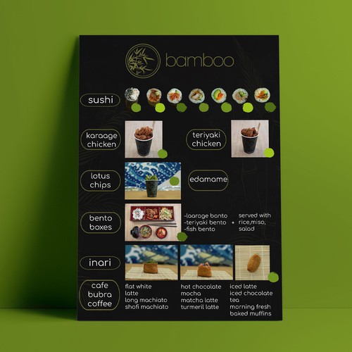 bamboo sushi shop menu board | Menu contest