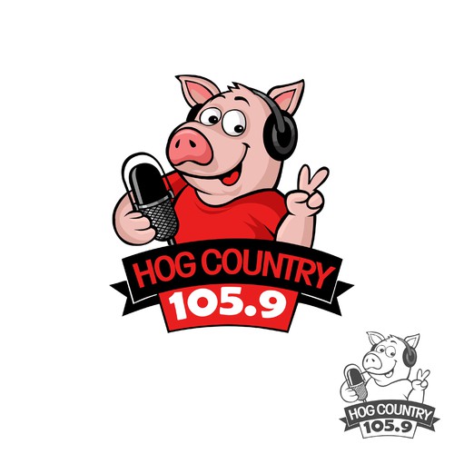 Fun radio station logo featuring a pig. Country Hog 105.9 | Concours ...