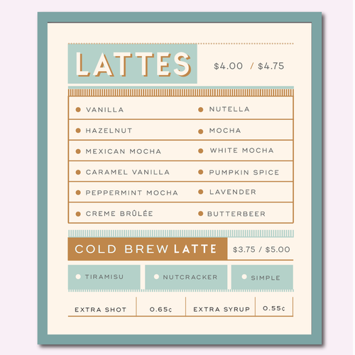 Design a modern drink menu for hipster coffee shop | Illustration or ...