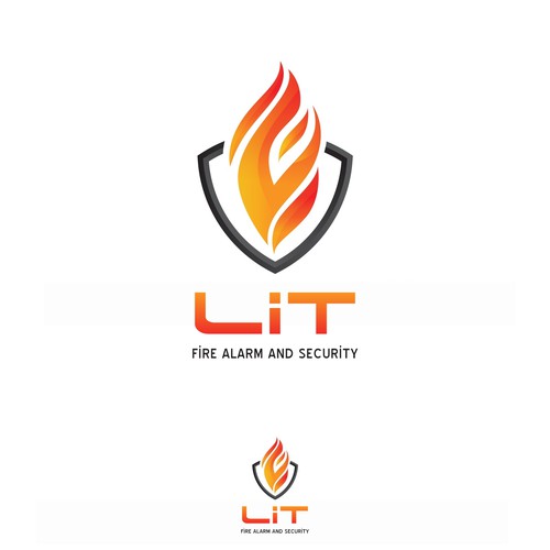 Descriptive logo for "Lit Fire alarm and security" company that ...