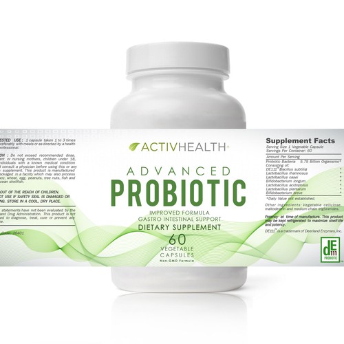 Create an attractive Probiotic Supplement Bottle Label | Product label ...