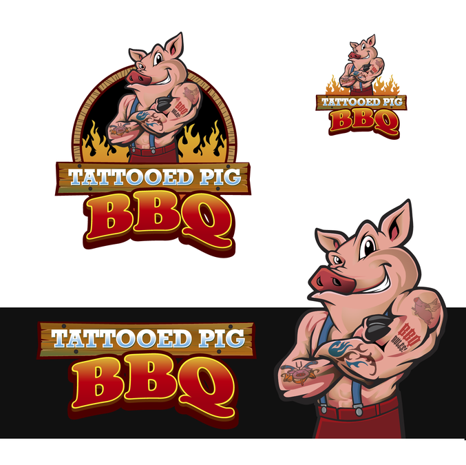Create a muscle pig logo for a BBQ team | Logo design contest