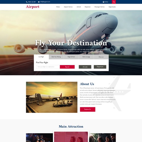 Airport Website | Web page design contest