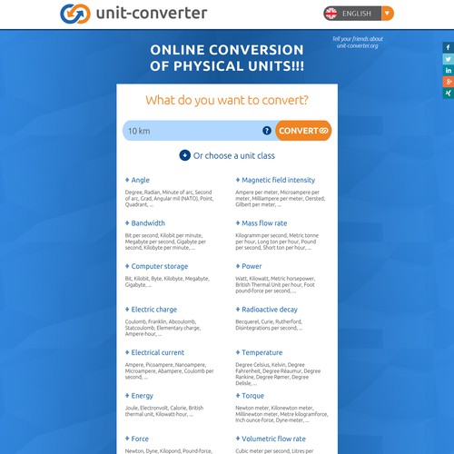 Designs | A new starting page for a unit-conversion website | Landing ...