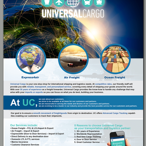 Fun Modern Flyer for Cool Shipping Company Universal Cargo | Postcard ...