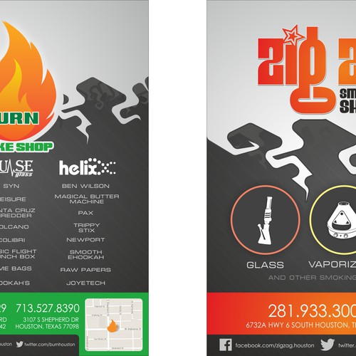 Enter to win flyer design for Zig Zag and Burn Smoke Shop | Postcard ...