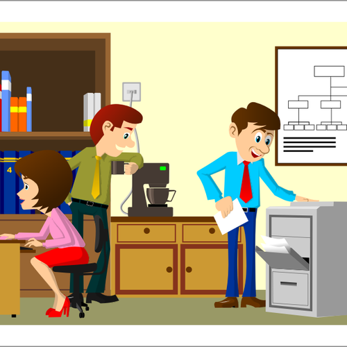 Cartoon illustration - Make an office move happy not sad ...