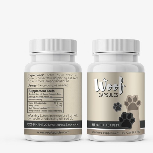 Designs | Woof Hemp Dog Capsules | Product label contest