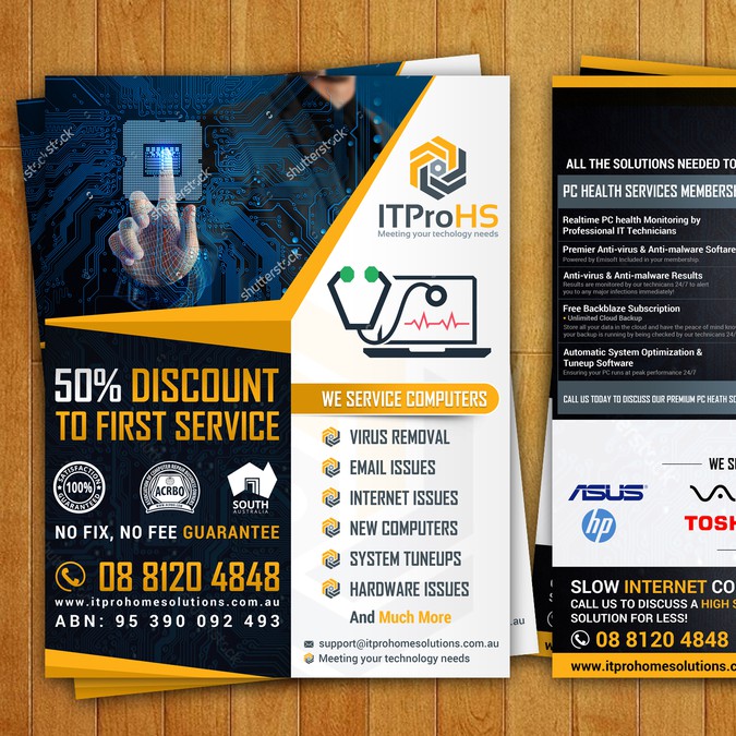 Create a modern flyer for a Computer Repair and Services Startup ...