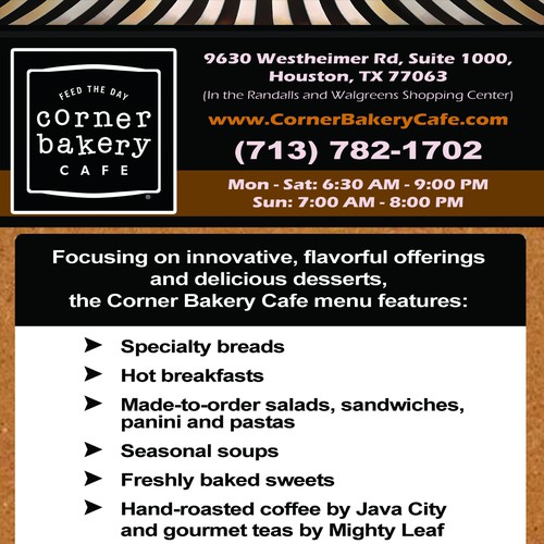 Create an ad for Corner Bakery Cafe | Postcard, flyer or print contest