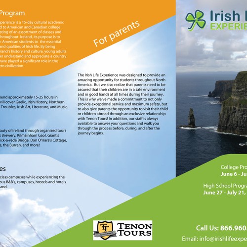 Study Abroad (Ireland) Tri-Fold Brochure | Print or packaging design ...