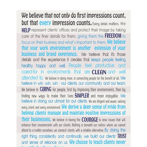 Create an inspiring visual representation of my clients brand manifesto ...