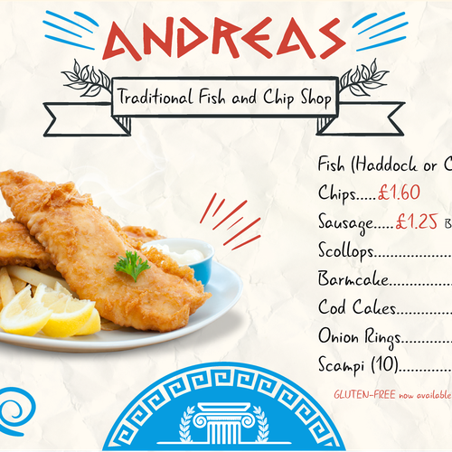 Fish and Chip Shop Menu Design | Menu contest