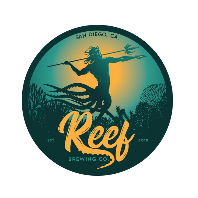 Reef Brewing Co. - Ocean Theme Logo for Weed Infused Craft Beers ...