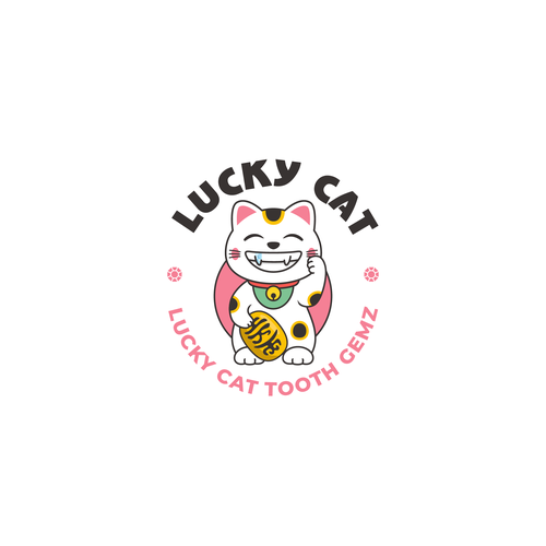 Designs | Lucky Cat Tooth Gemz illustration for a tooth jeweler! | Logo ...