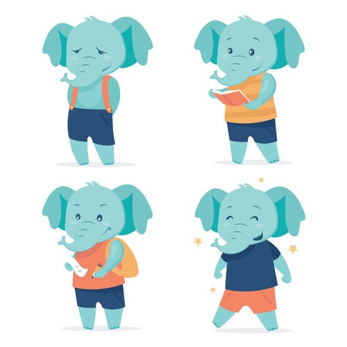 Designs | Illustrated Elephant Character for kids literacy app ...