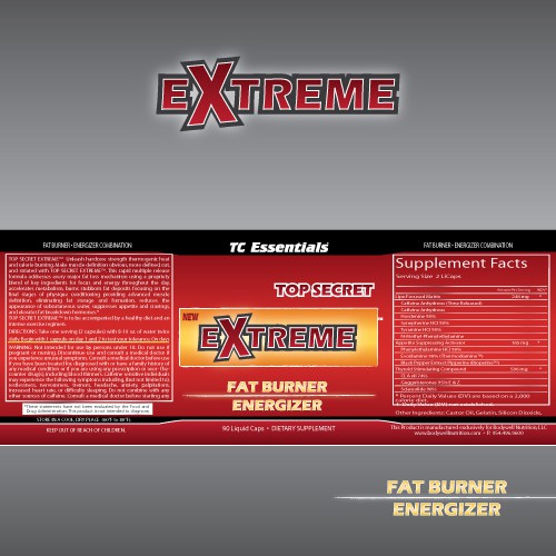 top secret extreme fat burner label design | Logo design contest