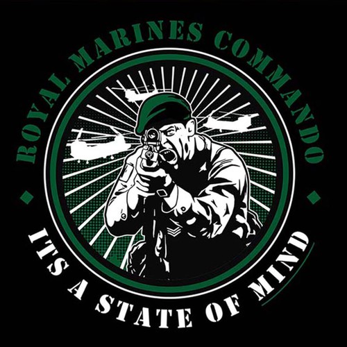 Create a rugged line-Art tshirt for a British Royal Marine Commando ...