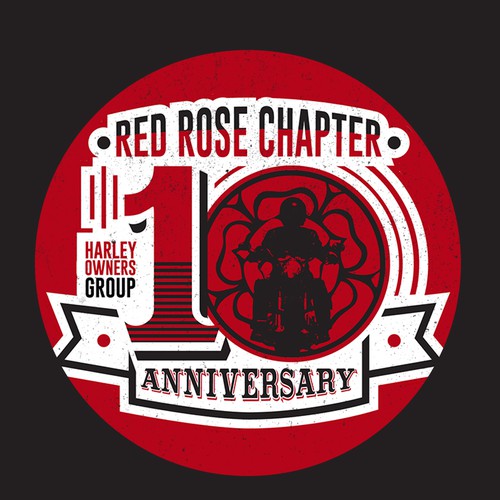 10th Anniversary Pin & Patch - Red Rose Chapter - Harley Owners Group ...