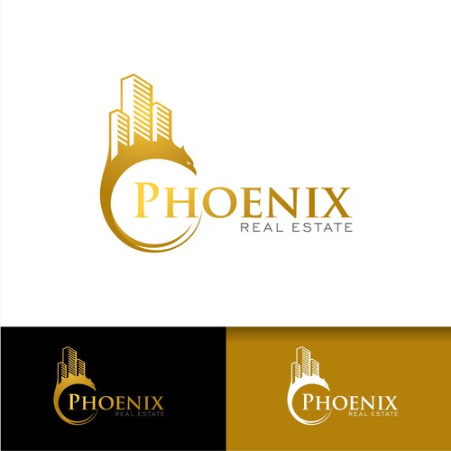 Luxury Real Estate Logo with a the Golden Phoenix | Logo design contest