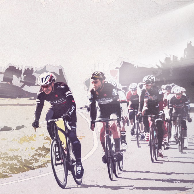 Create a stylized bicycle race art piece. Add your own creative flare ...