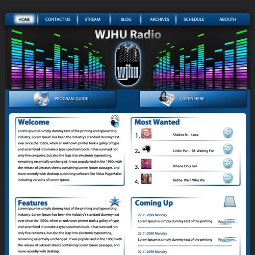 Internet Radio Station Web Site Design | Web page design contest
