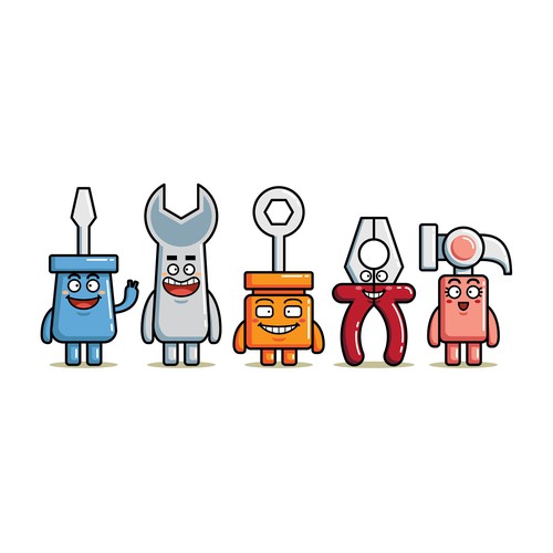Need cartoon human mascot inspired by Auto Repair Tools | Illustration ...