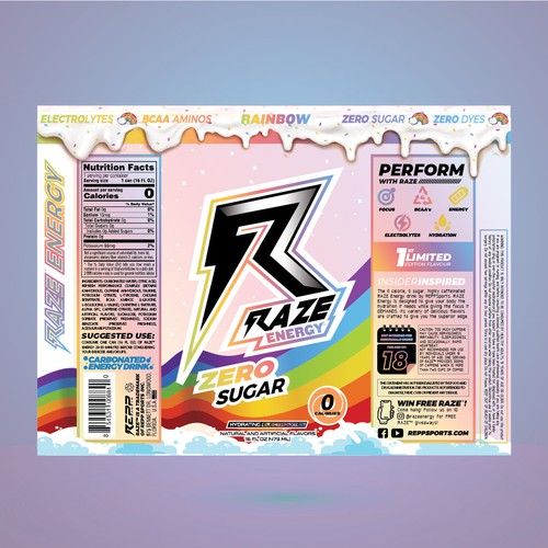 Designs | Raze Energy Rainbow Flavor Can | Product label contest