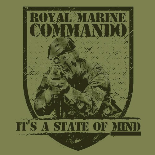 Create a rugged line-Art tshirt for a British Royal Marine Commando ...