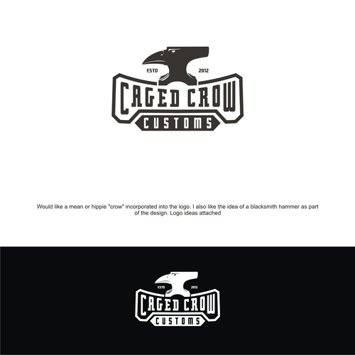 Vintage Logo Design for "Caged Crow Customs" | Logo design contest